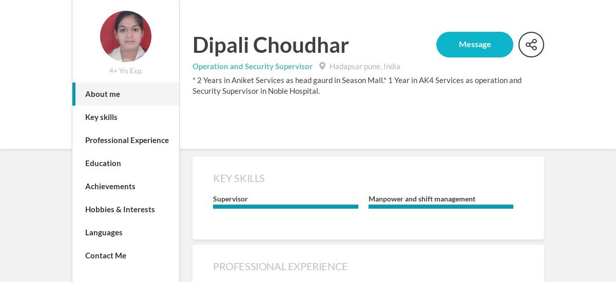 Dipali Choudhar Online Resume | CraftmyCV