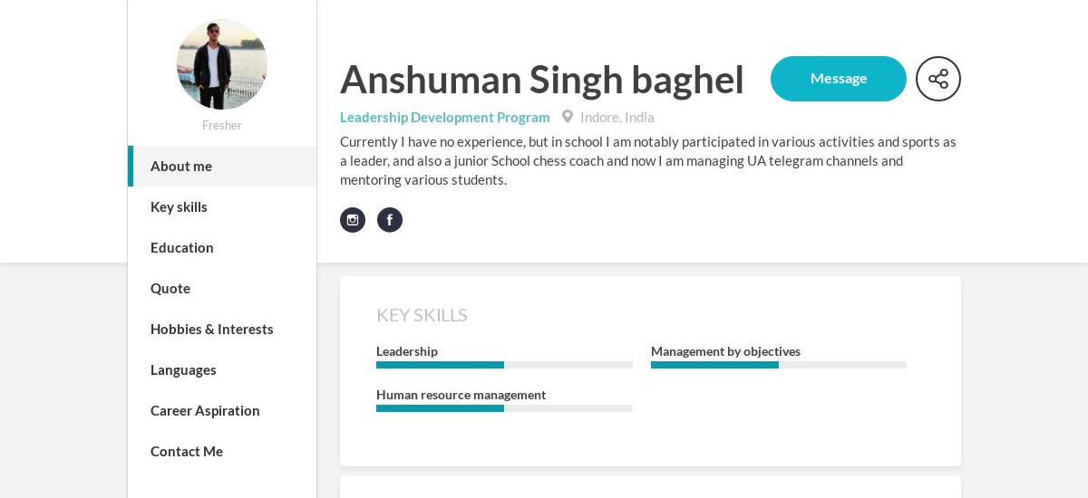 Anshuman Singh baghel Online Resume | CraftmyCV