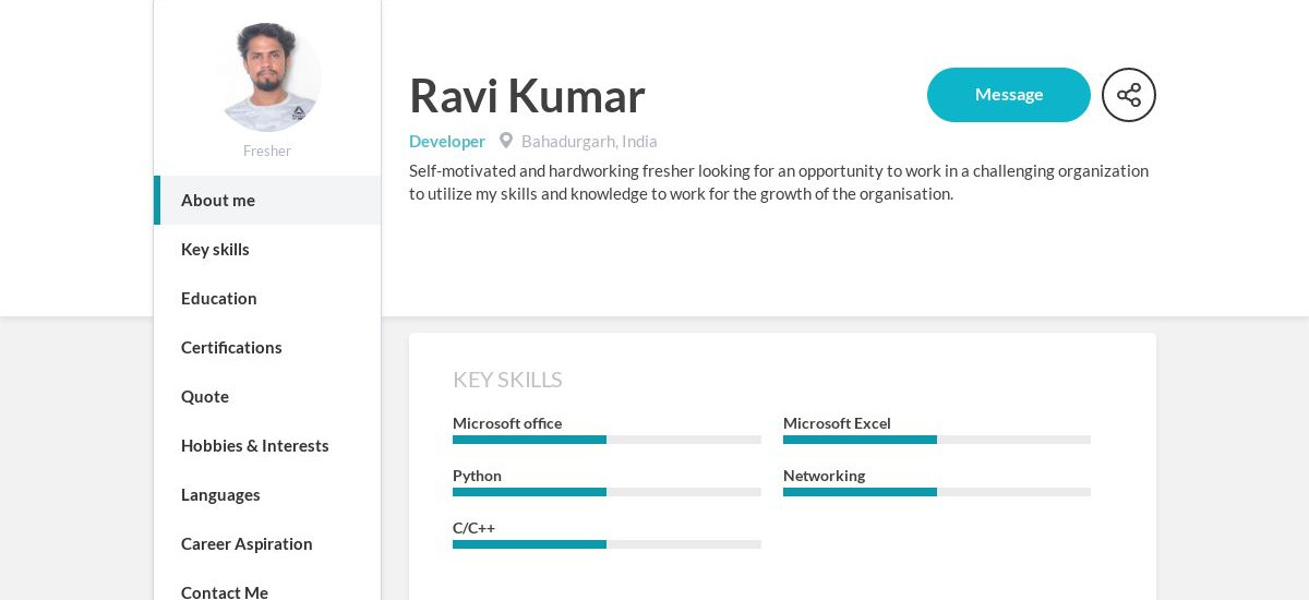 Ravi Kumar Online Resume | CraftmyCV