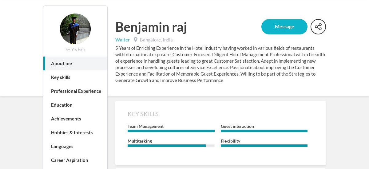 Benjamin Raj Online Resume | CraftmyCV