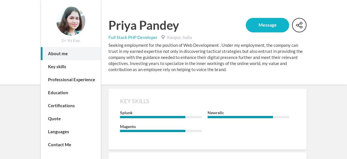 Priya Pandey Online Resume | CraftmyCV