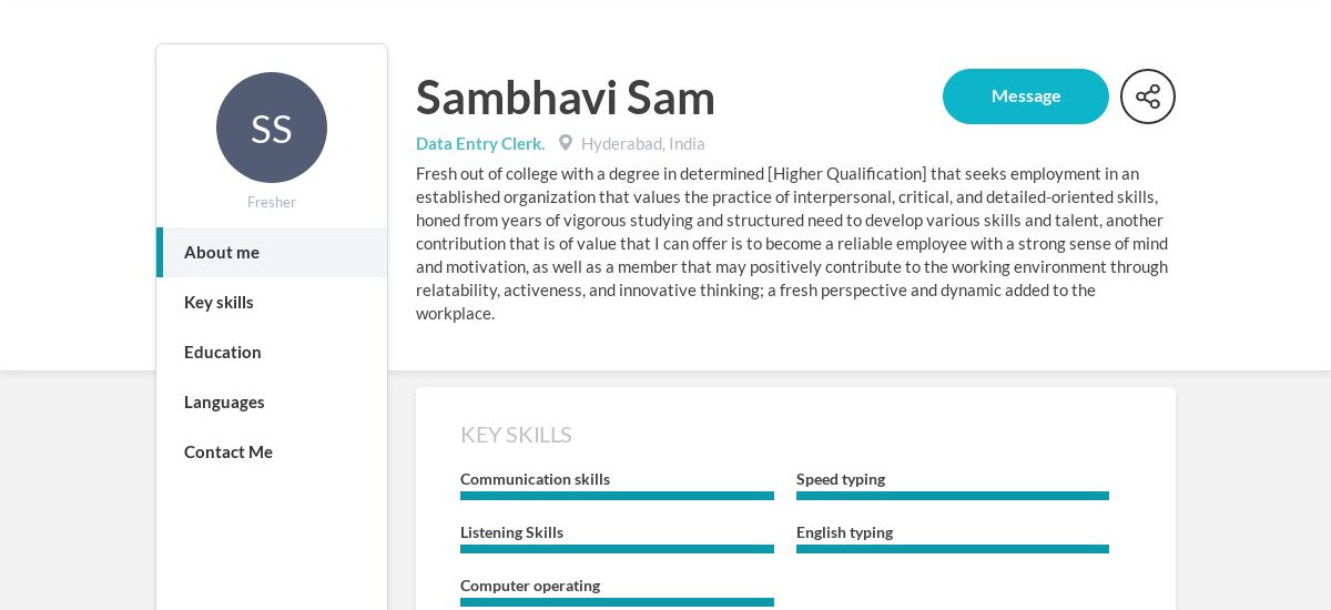 Sambhavi Sam Online Resume | CraftmyCV