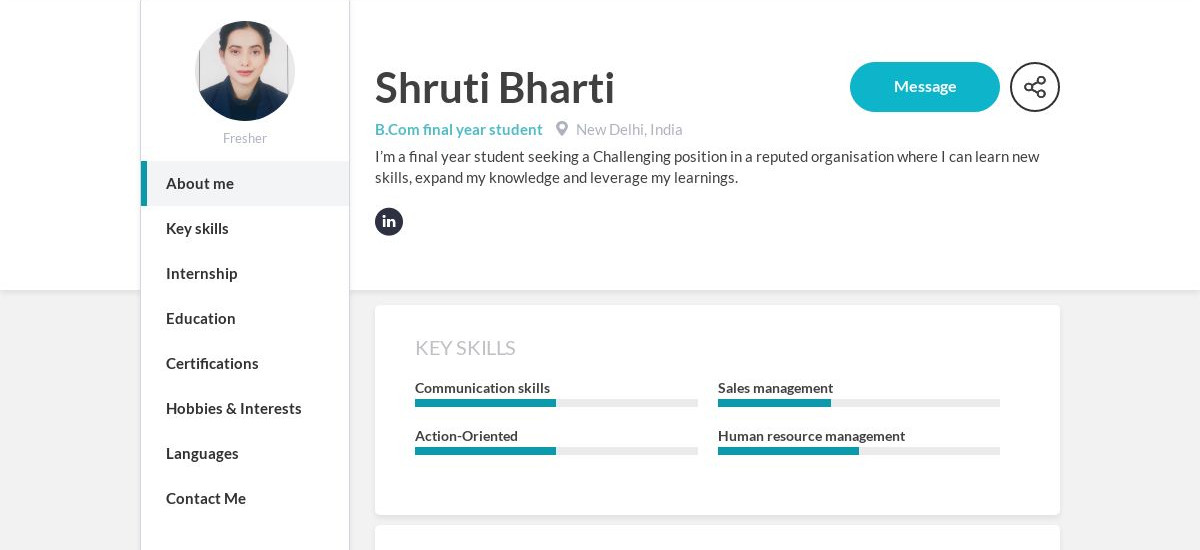 Shruti Bharti Online Resume | CraftmyCV