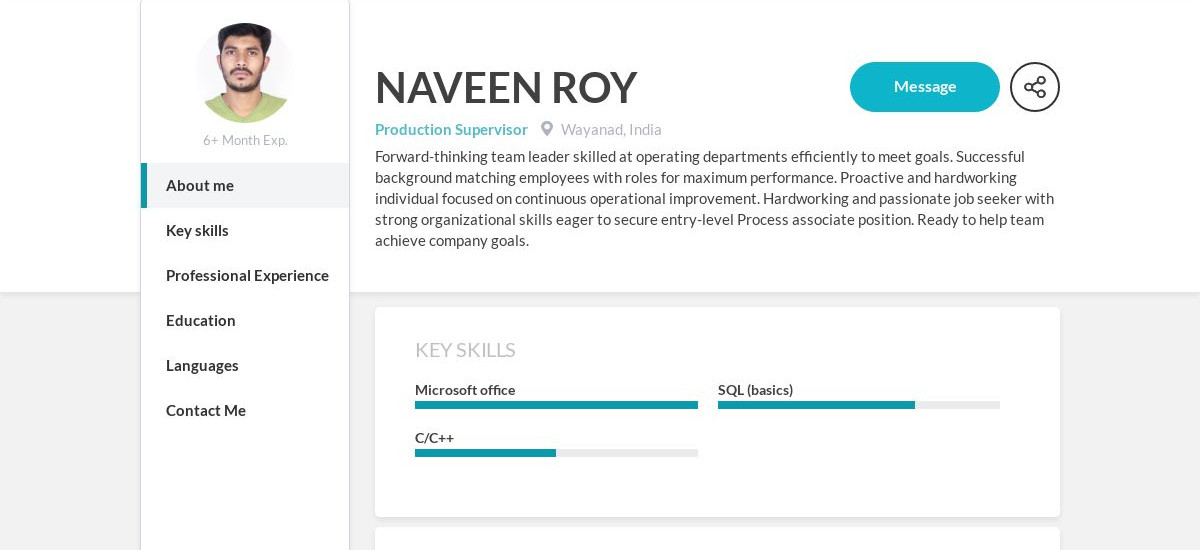 NAVEEN ROY Online Resume | CraftmyCV