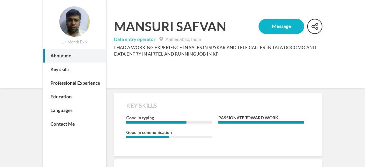 MANSURI SAFVAN Online Resume | CraftmyCV