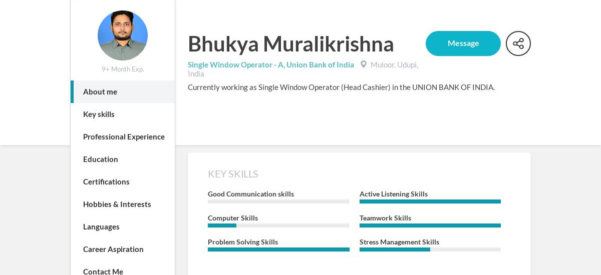 Bhukya Muralikrishna Online Resume | CraftmyCV