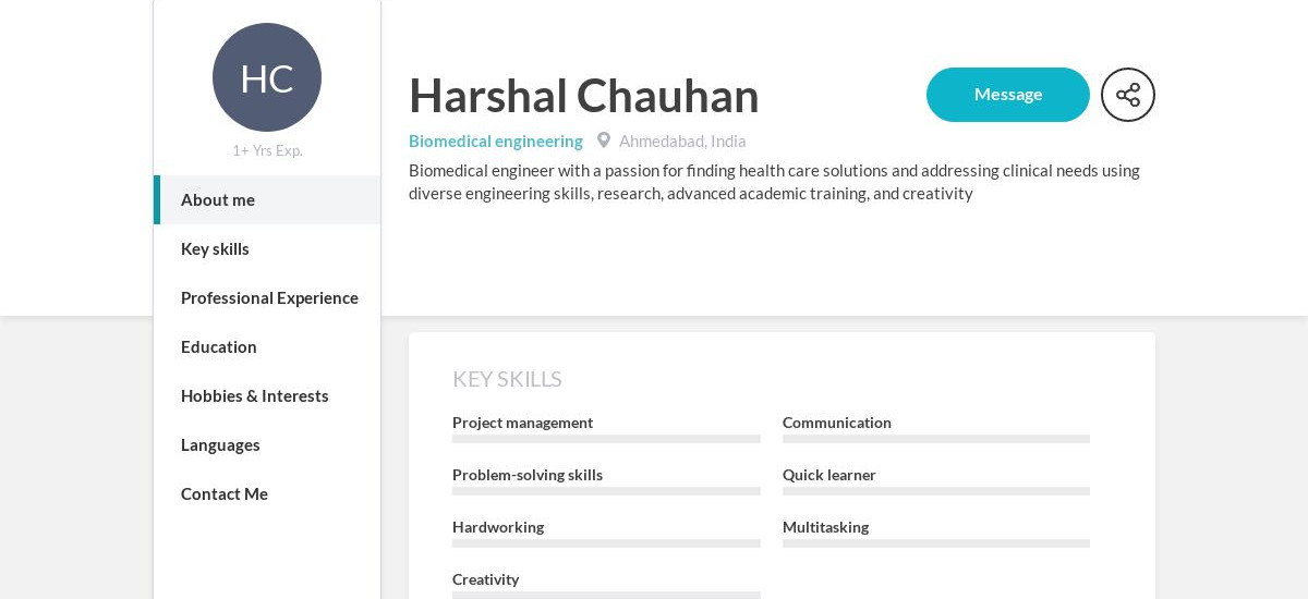 Harshal Chauhan Online Resume | CraftmyCV