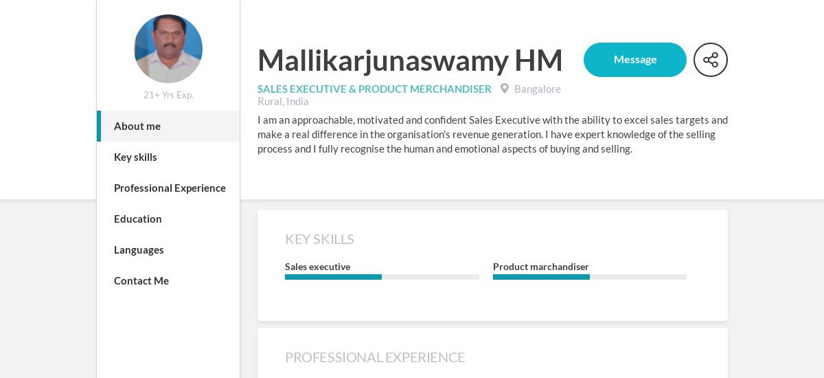 Mallikarjunaswamy HM Online Resume | CraftmyCV