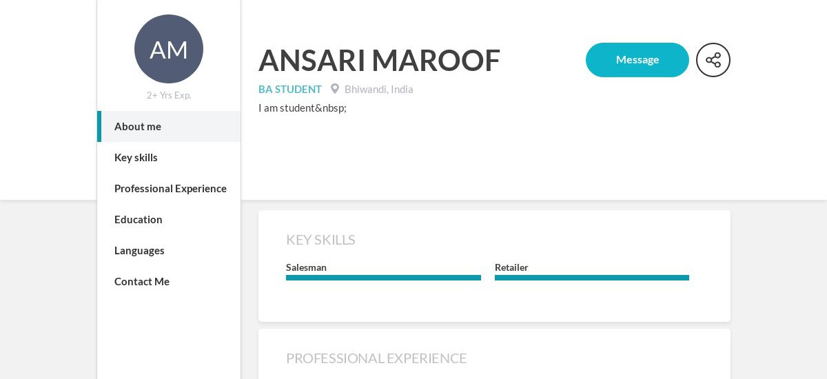 ANSARI MAROOF Online Resume | CraftmyCV
