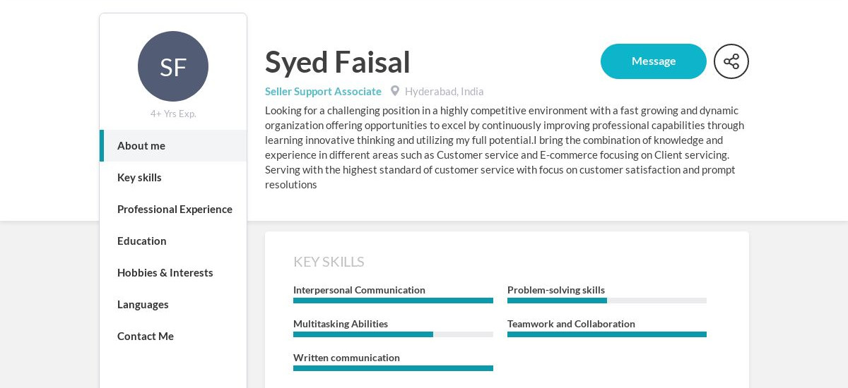 Syed Faisal Online Resume | CraftmyCV