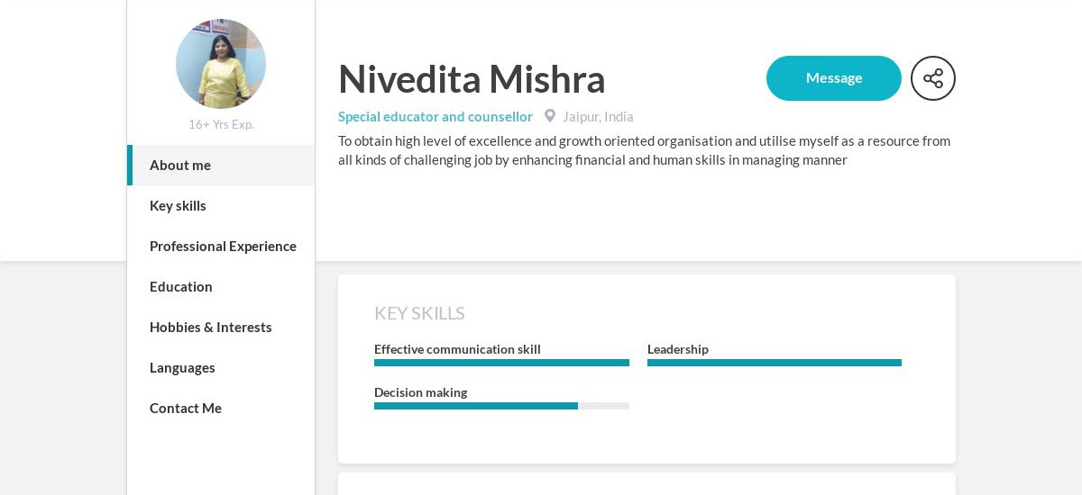 Nivedita Mishra Online Resume | CraftmyCV