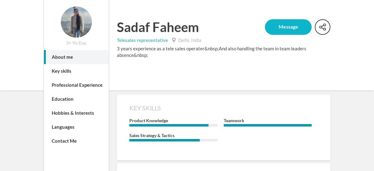 Sadaf Faheem Online Resume | CraftmyCV