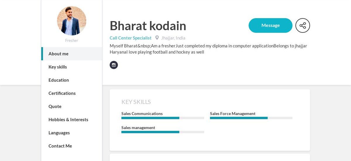 Bharat Kodain Online Resume | CraftmyCV