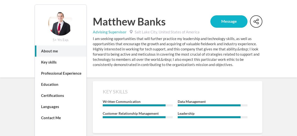 Matthew Banks Online Resume | CraftmyCV