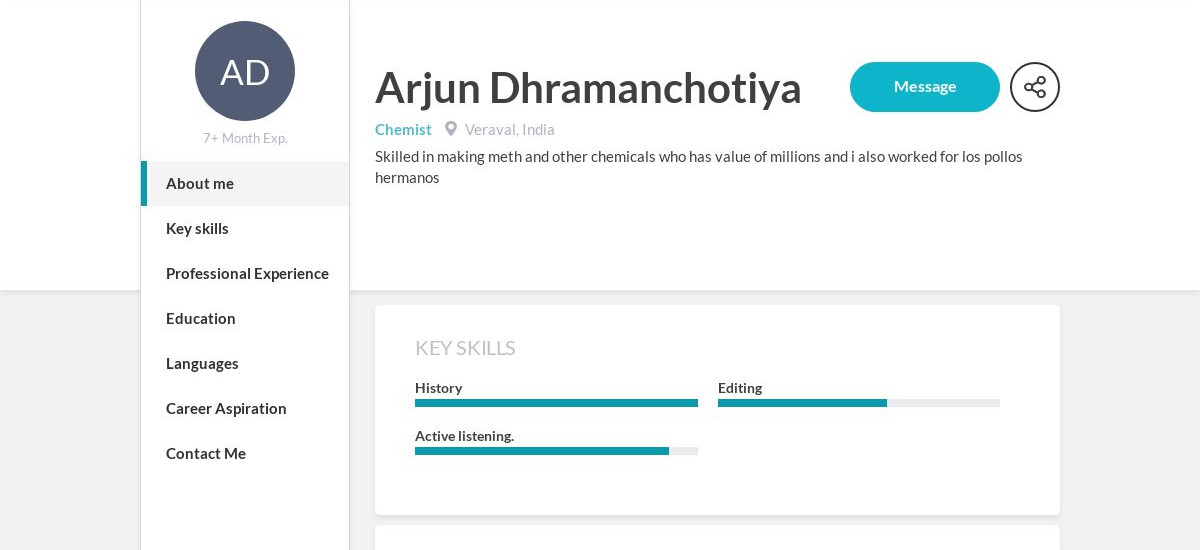 Arjun Dhramanchotiya Online Resume | CraftmyCV