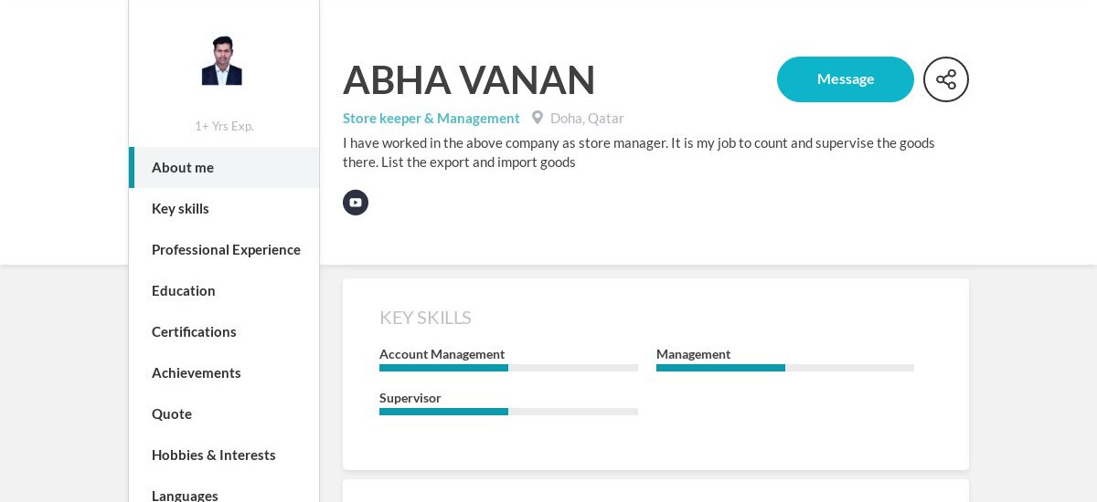 ABHA VANAN Online Resume | CraftmyCV