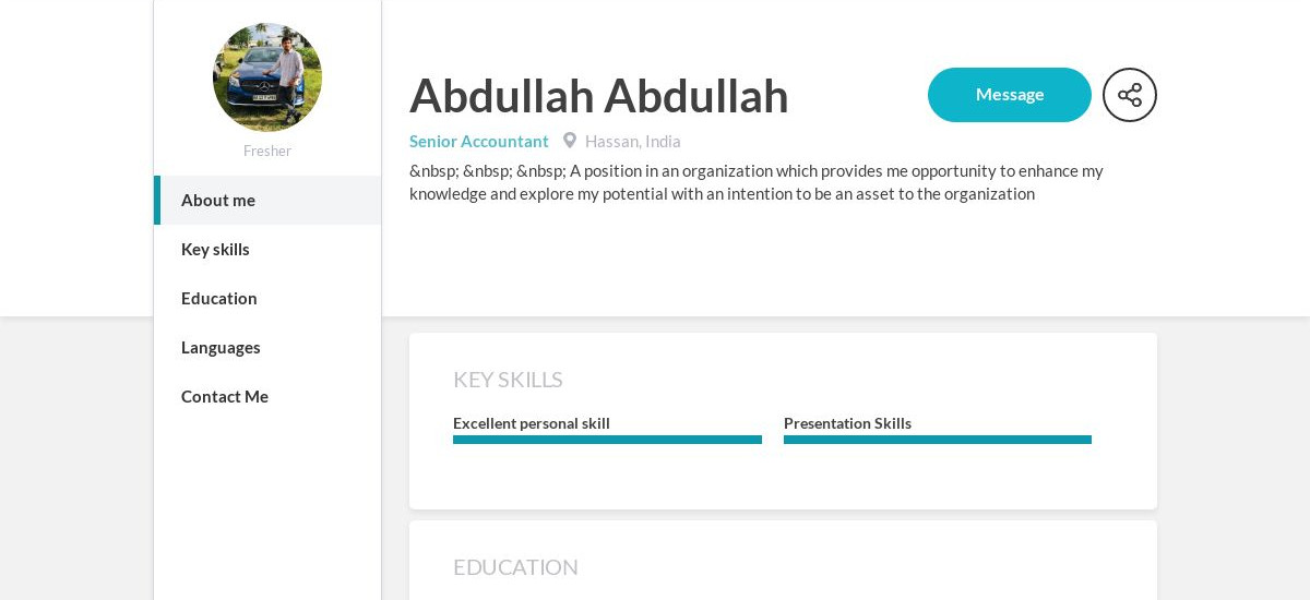 Abdullah Abdullah Online Resume | CraftmyCV