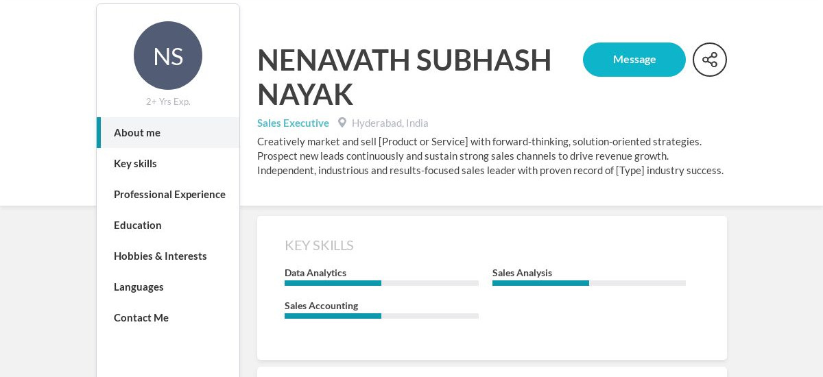 NENAVATH SUBHASH NAYAK Online Resume | CraftmyCV
