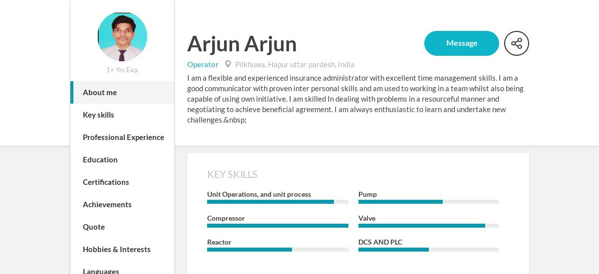 Arjun Arjun Online Resume | CraftmyCV