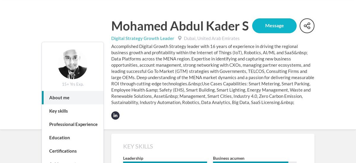 Mohamed Abdul Kader S Online Resume | CraftmyCV