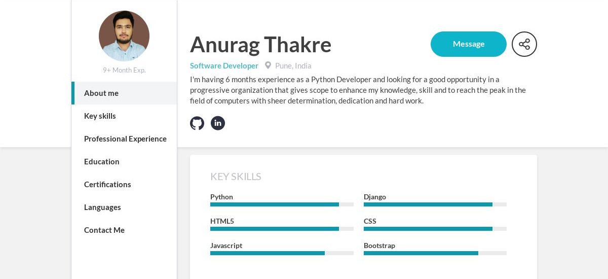 Anurag Thakre Online Resume | CraftmyCV