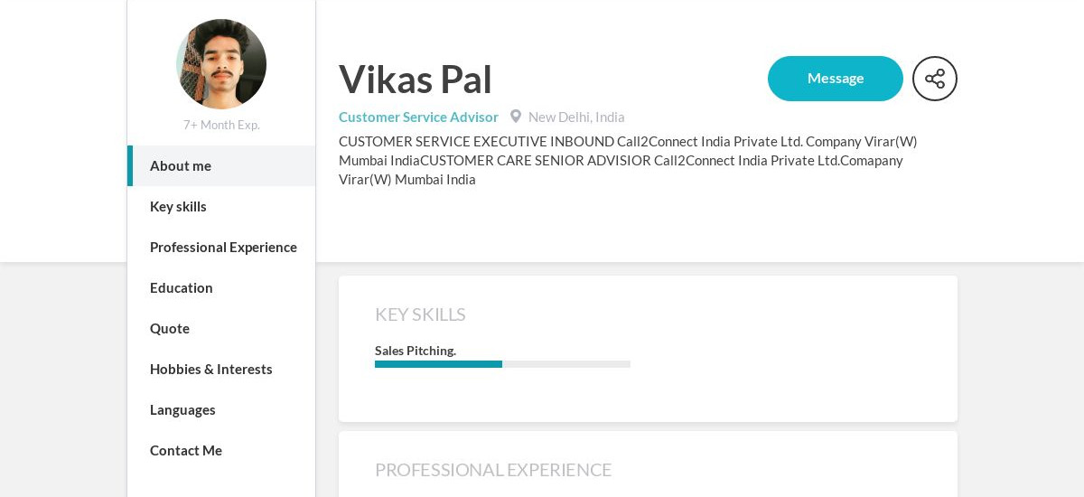 Vikas Pal Online Resume | CraftmyCV Vikas Pal Online Resume | CraftmyCV