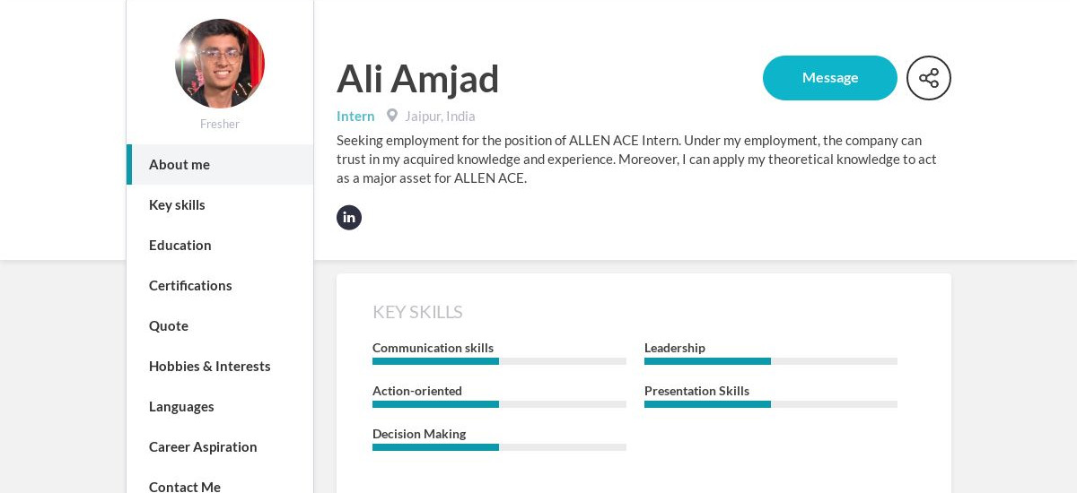 Ali Amjad Online Resume | CraftmyCV