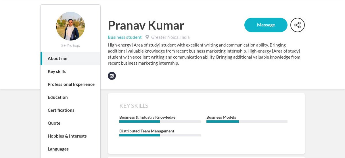 Pranav Kumar Online Resume | CraftmyCV