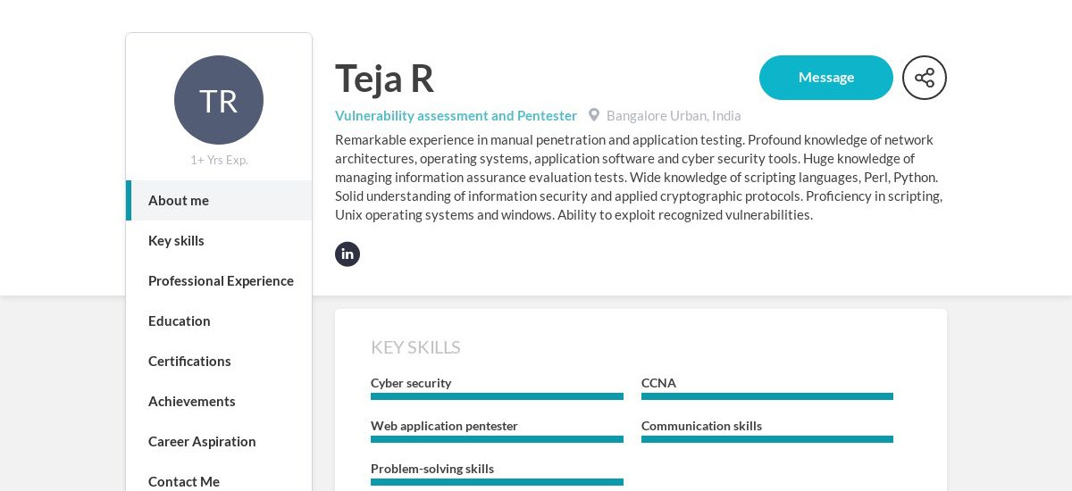 Teja R Online Resume | CraftmyCV