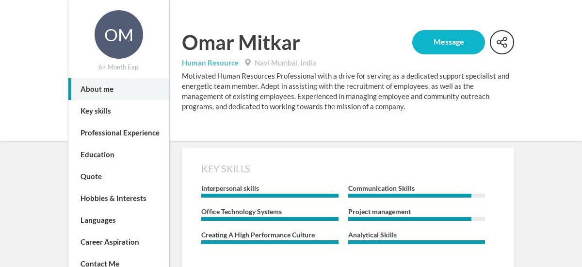 Omar Mitkar Online Resume | CraftmyCV