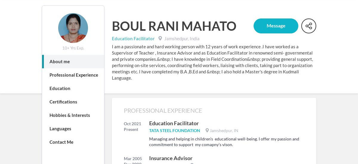 BOUL RANI MAHATO Online Resume | CraftmyCV