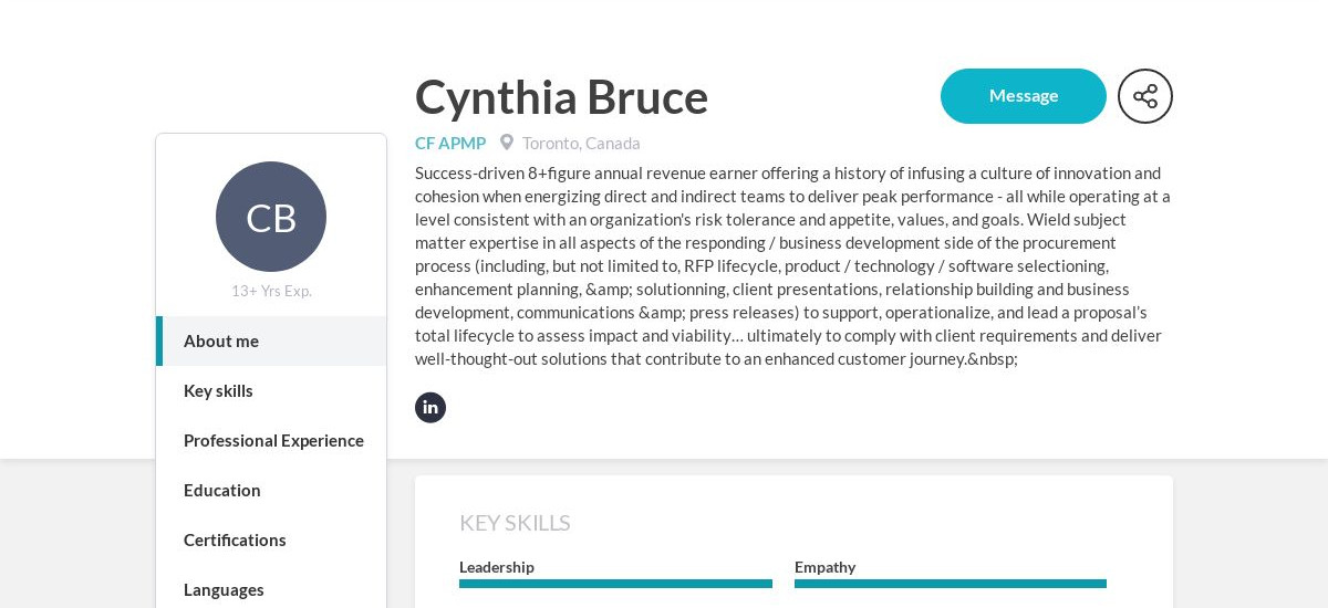 Cynthia Bruce Online Resume | CraftmyCV