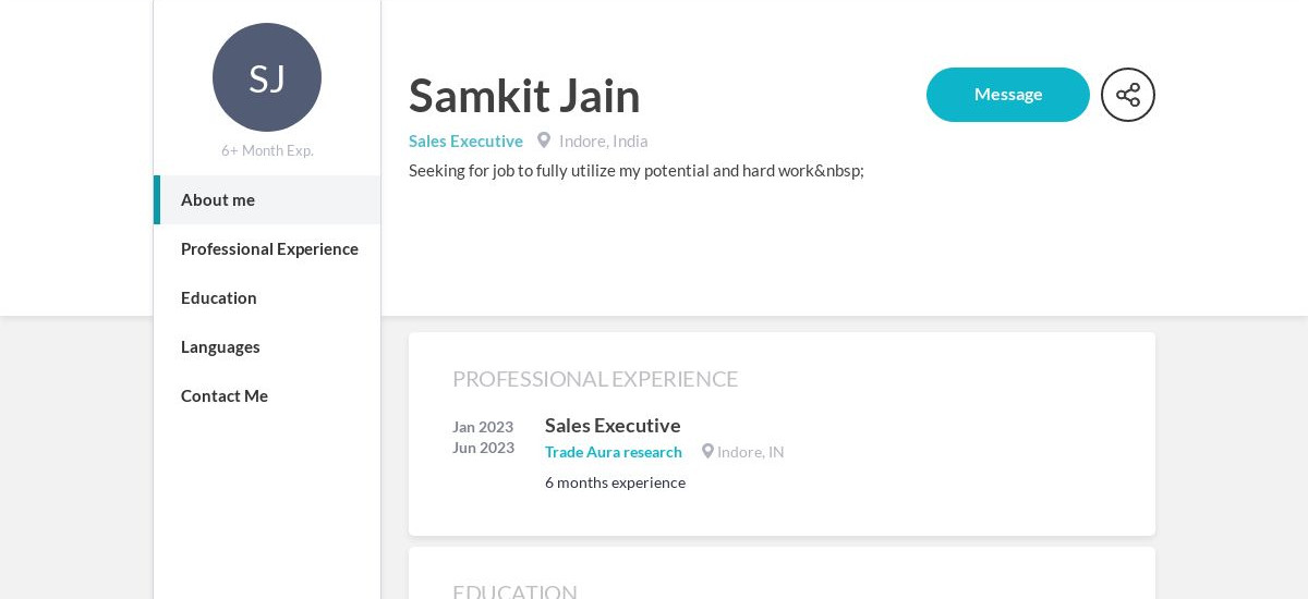 Samkit Jain Online Resume | CraftmyCV Samkit Jain Online Resume | CraftmyCV