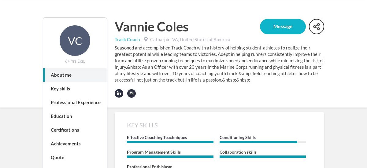 Vannie Coles Online Resume | CraftmyCV