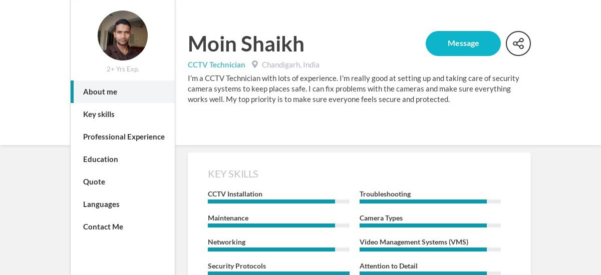 Moin Shaikh Online Resume | CraftmyCV