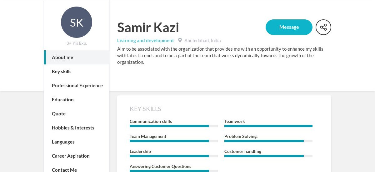 Samir Kazi Online Resume | CraftmyCV