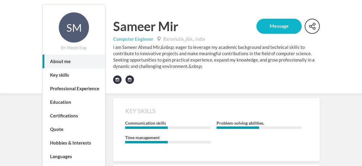 Sameer Mir Online Resume | CraftmyCV