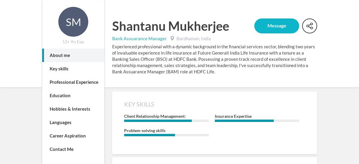 Shantanu Mukherjee Online Resume | CraftmyCV