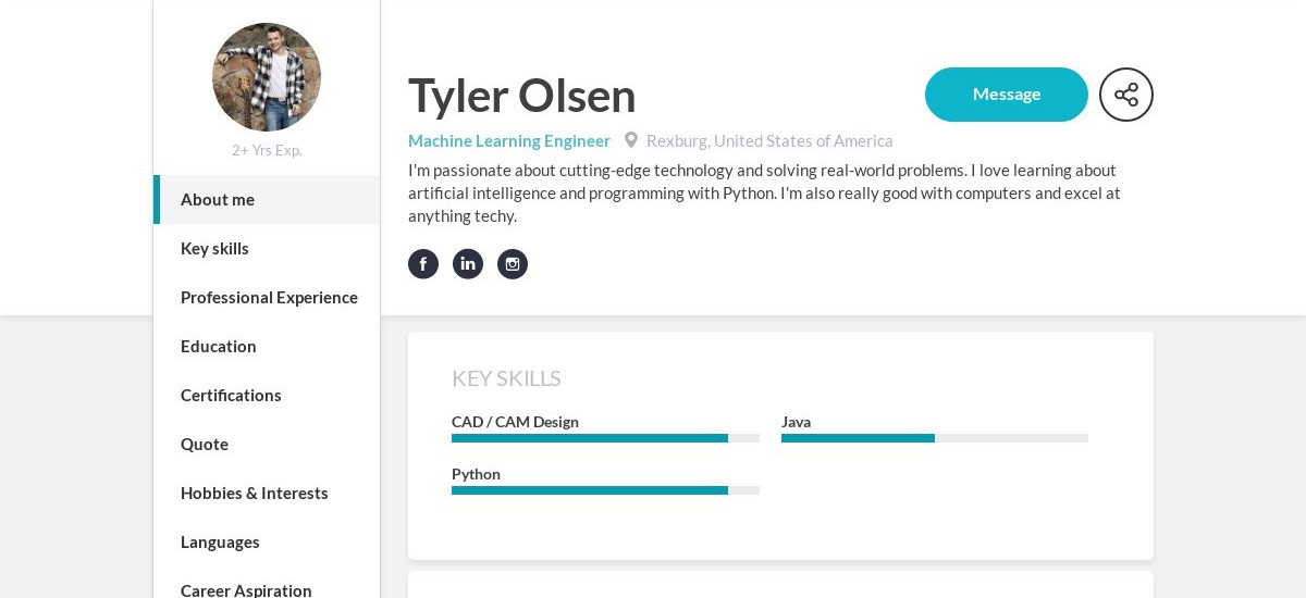 Tyler Olsen Online Resume | CraftmyCV