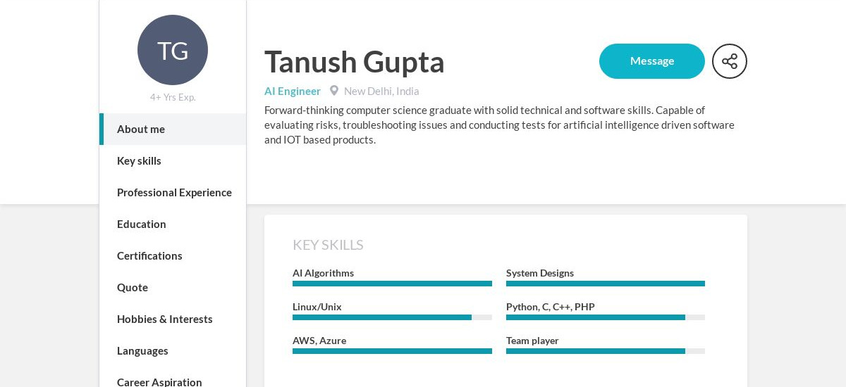 Tanush Gupta Online Resume | CraftmyCV