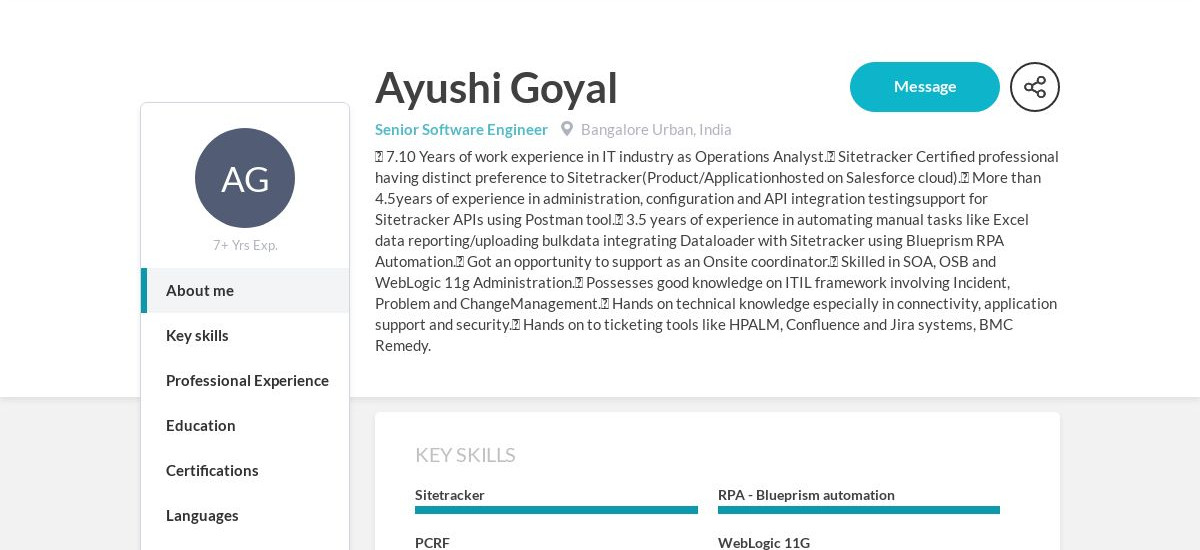 Ayushi Goyal Online Resume | CraftmyCV