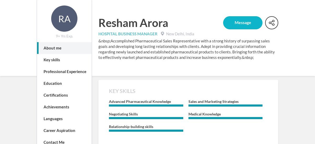 Resham Arora Online Resume | CraftmyCV