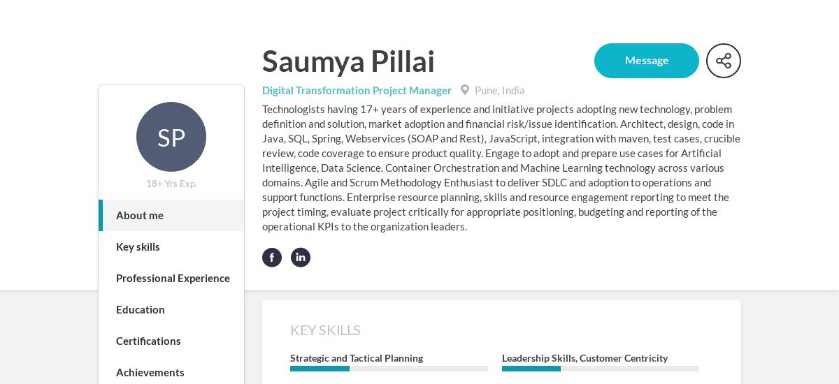 Saumya Pillai Online Resume | CraftmyCV