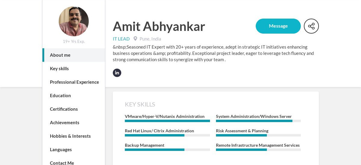 Amit Abhyankar Online Resume | CraftmyCV