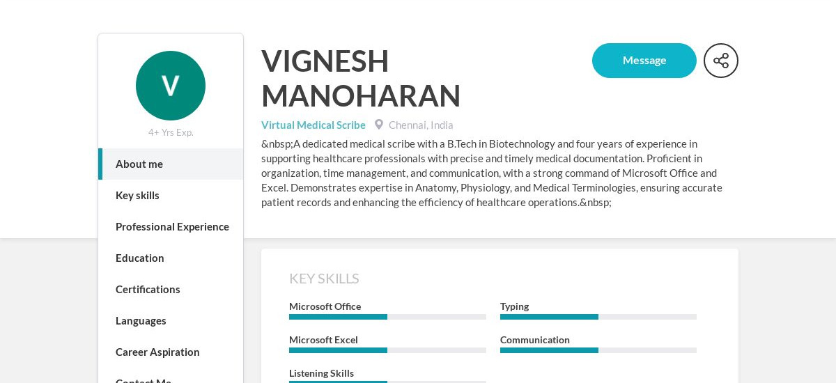 VIGNESH MANOHARAN Online Resume | CraftmyCV