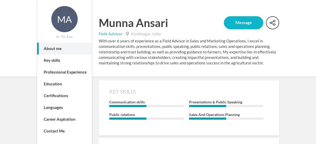 Munna Ansari Online Resume | CraftmyCV