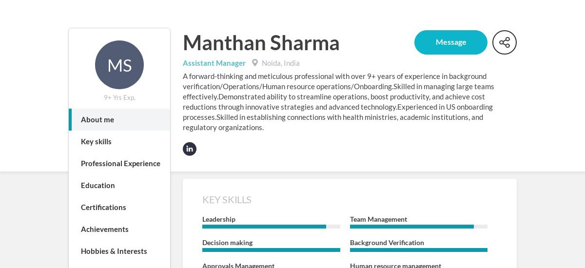 Manthan Sharma Online Resume | CraftmyCV