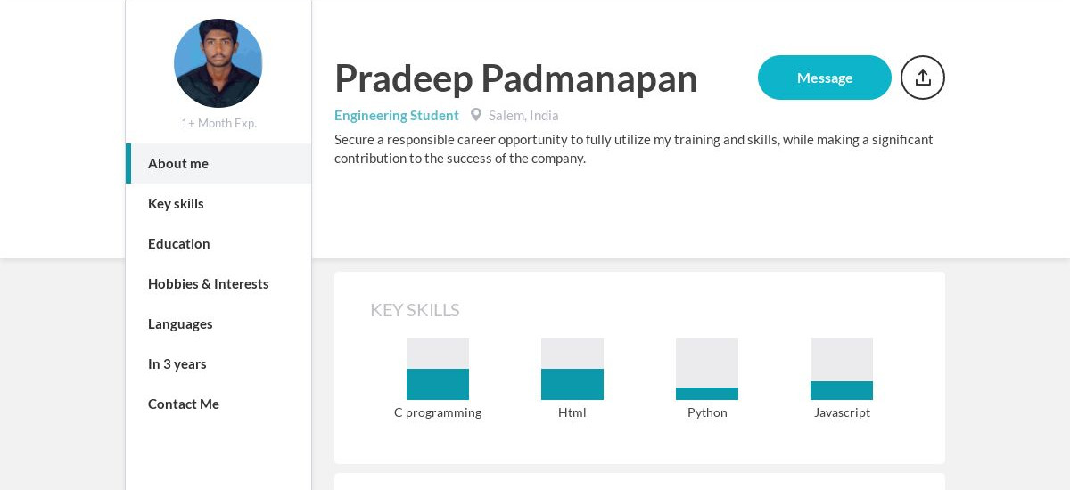 Pradeep Padmanapan Online Resume | CraftmyCV