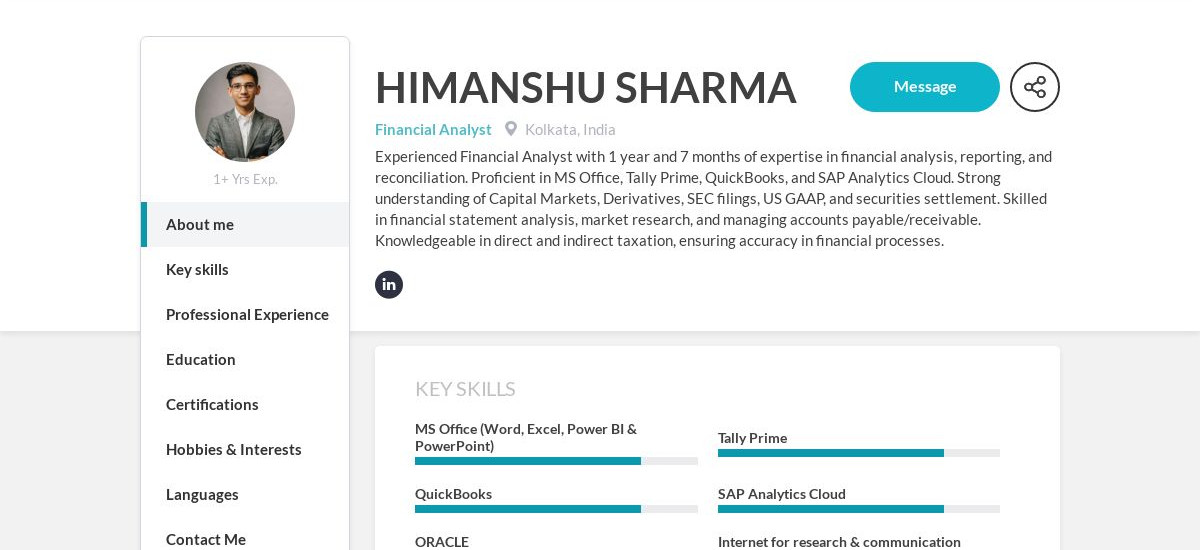 HIMANSHU SHARMA Online Resume | CraftmyCV