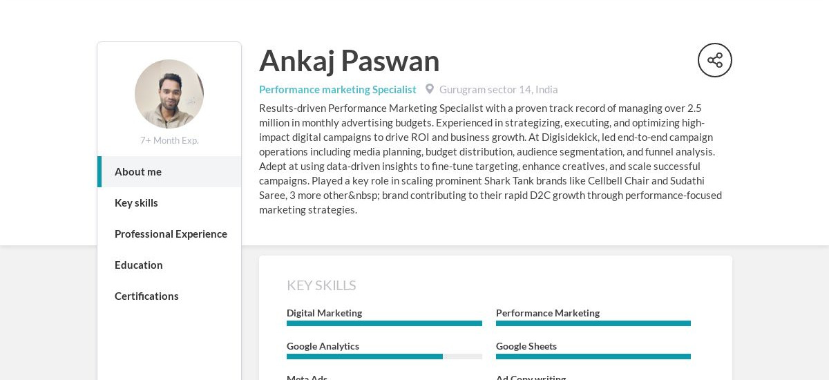 Ankaj Paswan Online Resume | CraftmyCV